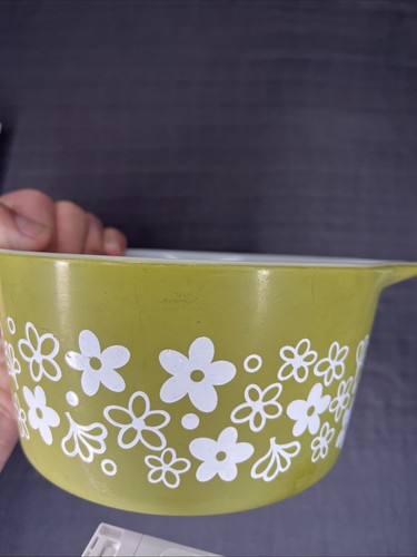 Vintage Pyrex Green Crazy Daisy Spring Blossom Casserole Dish 473 1 ...