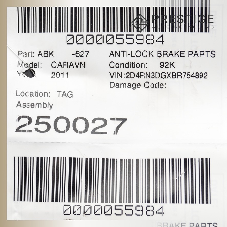 2011 DODGE GRAND CARAVAN 3.6 ABS Pump Anti-Lock Brake Actuator System ...