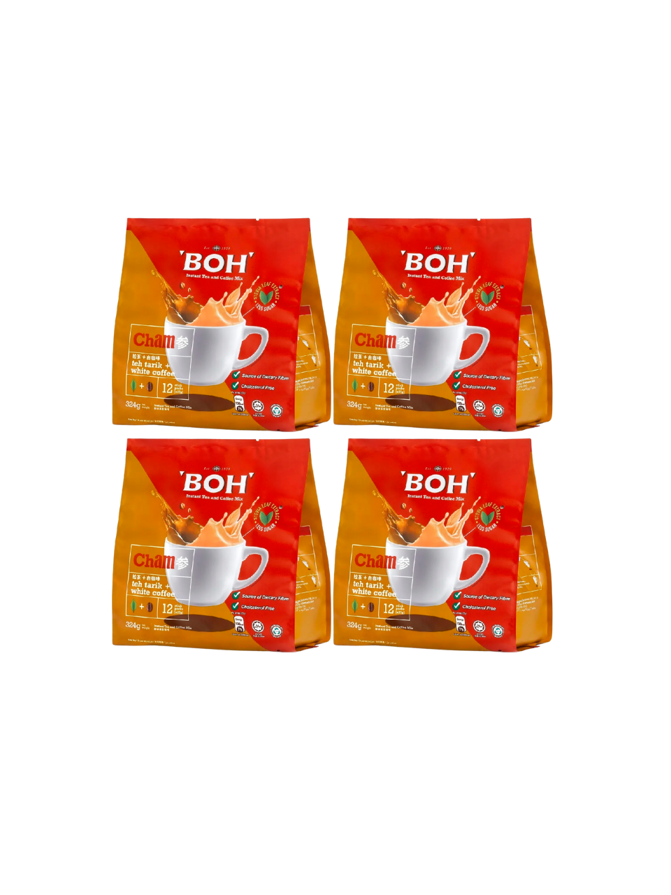 4 Packs BOH Cham Tea Mix White Coffee 27g x 12 Sachets – Malaysian ...