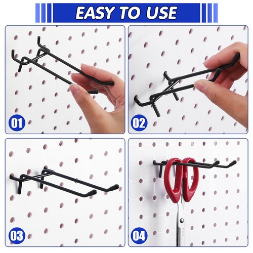 Pegboard Double Arm Straight Hook Garage Storage Wall Organizer Hooks ...