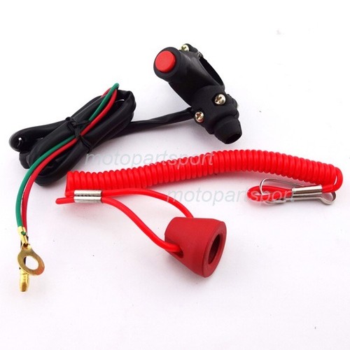 Engine Kill Stop Switch Safety Tether Push Button For ATV Quad Dirt ...