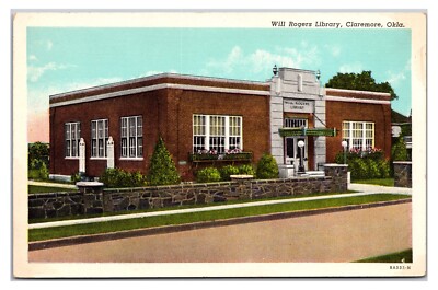 Vintage 1930s- Will Rogers Library, Claremore, Oklahoma Postcard (Not ...