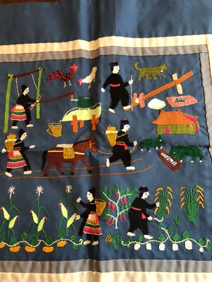HMONG STORY CLOTH: FARM LIFE WITH DARK HORSE | eBay