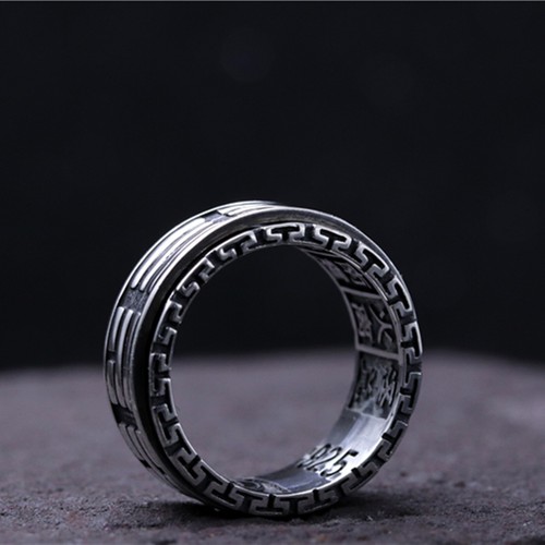 1PC Pure S925 Sterling Silver Band Men Women Unique Tai Chi Gossip Ring ...