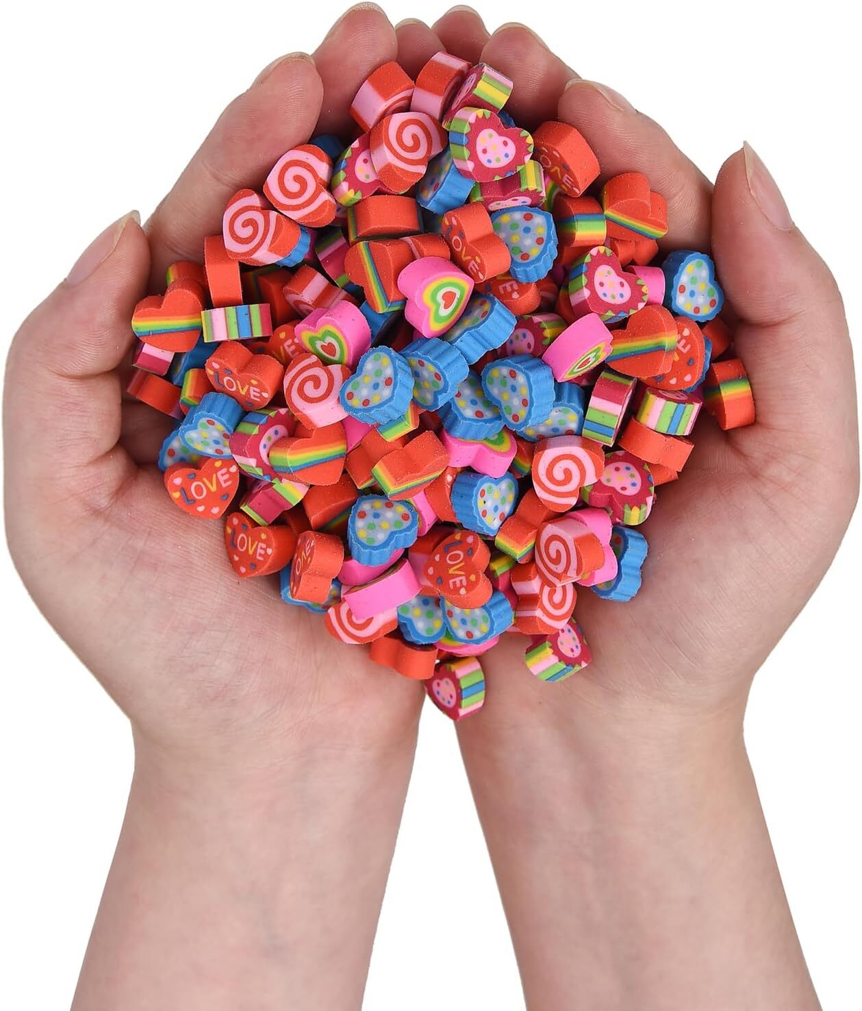 300PCS Mini Cute Pencil Erasers for Kids,Heart-Shaped small, Assorted ...