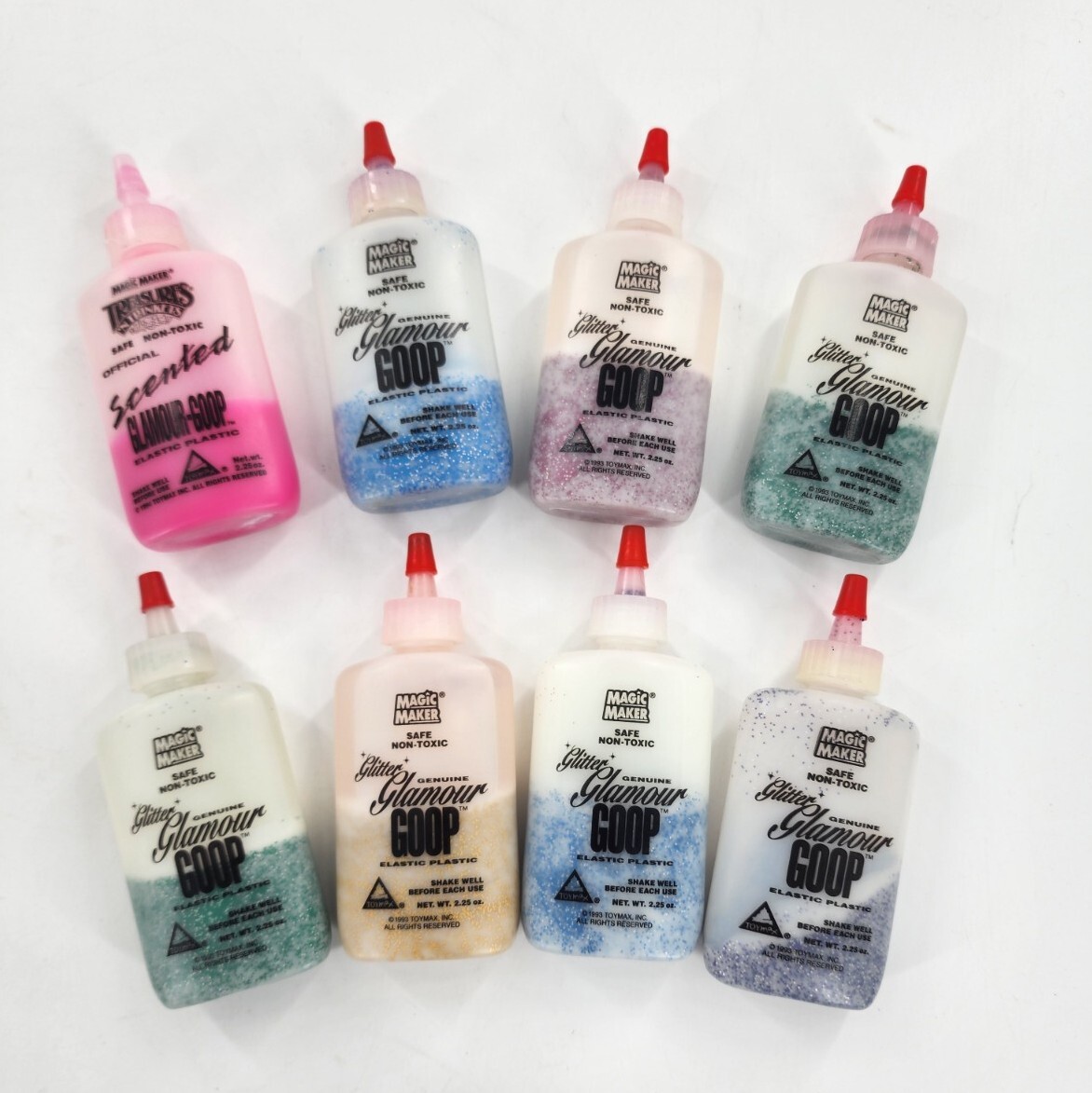 Vtg Magic Maker Glamour Goop 8 Original Bottles Elastic Plastic Creepy ...