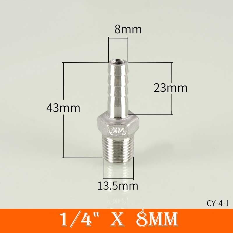 Stainless Male Thread Pipe Fitting x Barb Hose Tail Connector BSP 1/8 ...