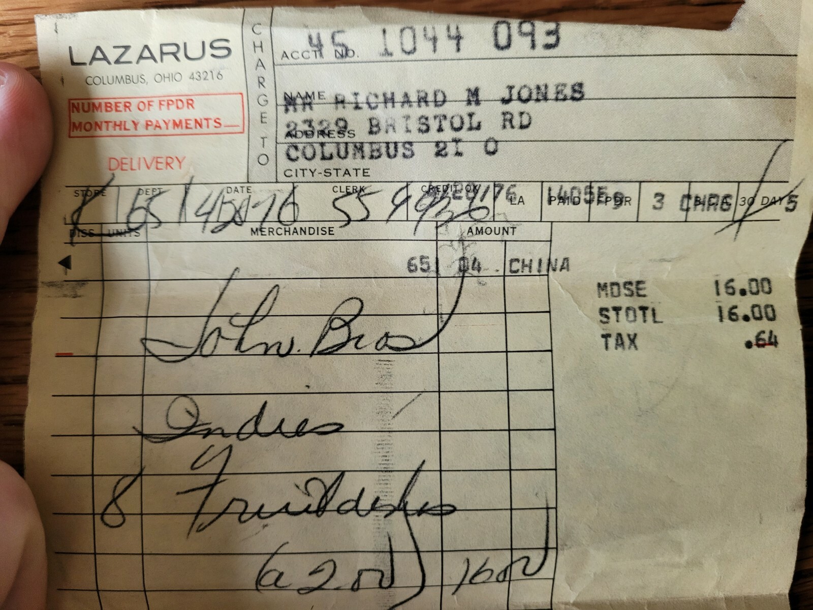 Vintage Receipts from Lazarus in Columbus, Ohio Department Store 1969 ...