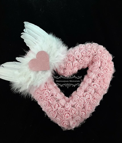 Personalised Pink Funeral Flower Heart Angel Baby Girl Wreath Tribute ...