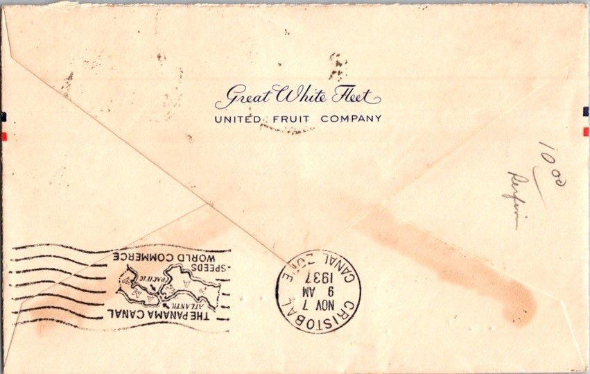 United Fruit Company. SS Calamares Perfin stamps 1937 UF Co envelope | eBay