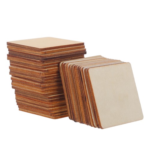 100 Pcs Wooden Ornament Blanks Paintable Squares Carvable Craft ...