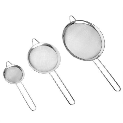 3 Small Mini Mesh Stainless Steel Strainer Set Kitchen Food Strainers 7 ...