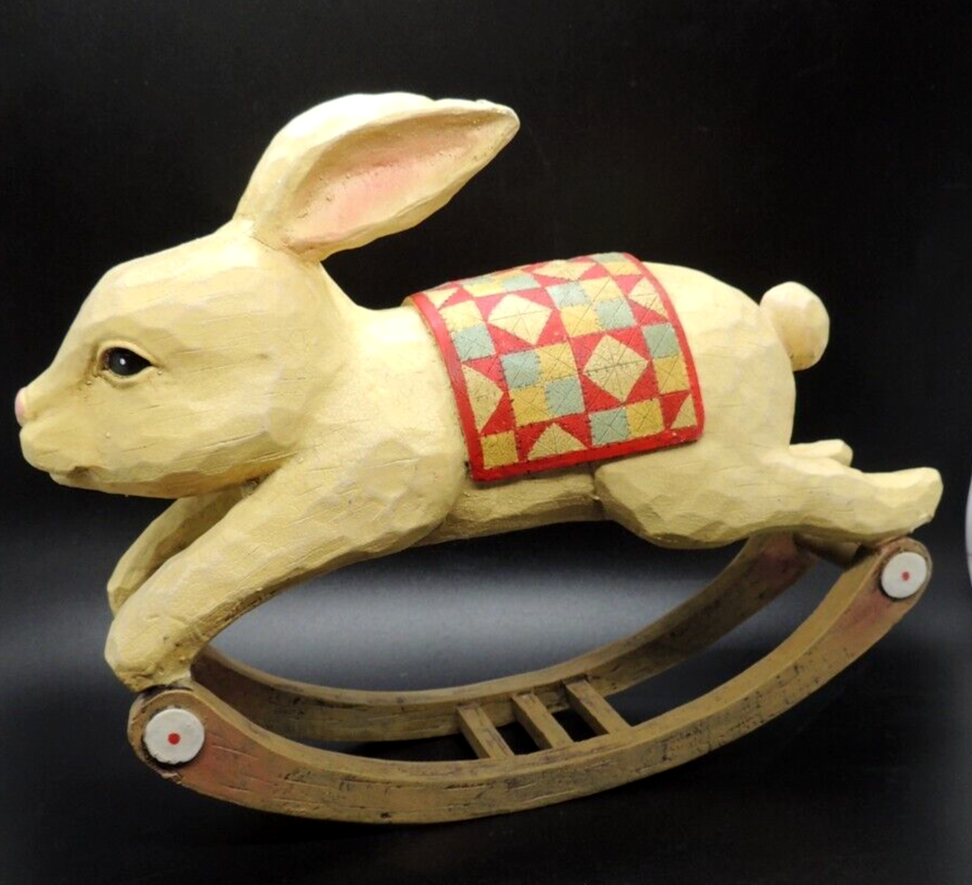 Rocking Rabbit Bunny with Quilt Folk Art Decor Easter Spring Folk Art ...