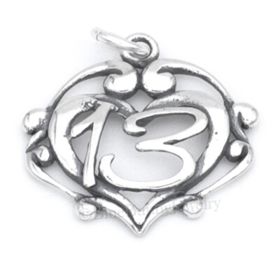 13 Number Charm Pendant 925 STERLING SILVER 13th birthday charm ...