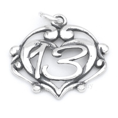 13 Number Charm Pendant 925 STERLING SILVER 13th birthday charm ...
