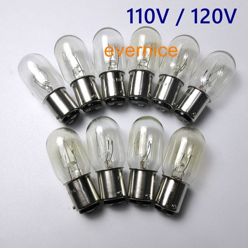 10 PCS BULB 15W 110V DOUBLE CONTACT CLEAR #649 for SINGER 4830, 4832 ...