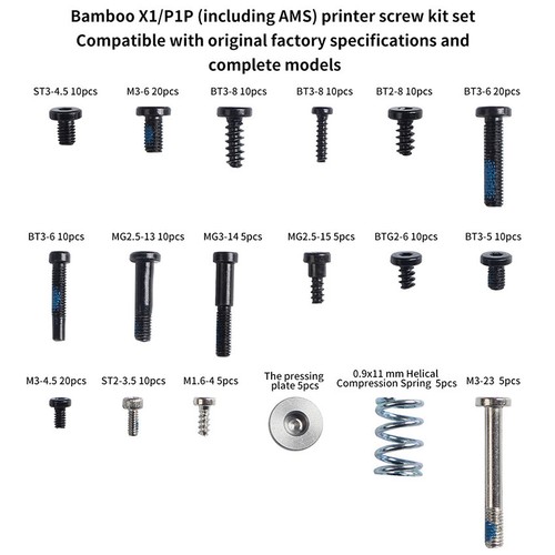 3D Printer Replacement Parts Screws Spring Screw Kit for Bambu X1/P1P series/AMS | eBay