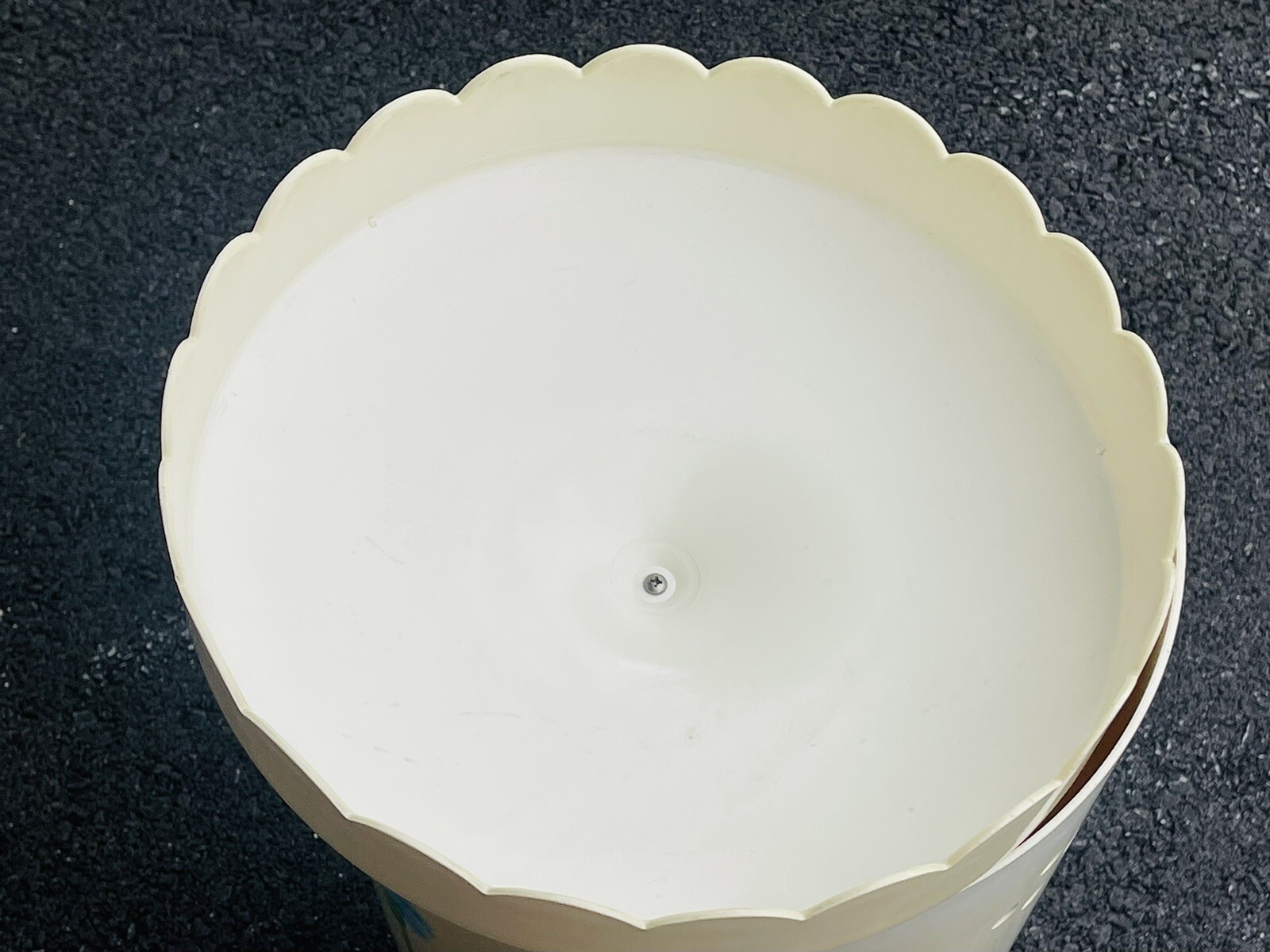 Vintage MCM Hand Painted Flowers Ivory Waste Can Laundry Hamper ...