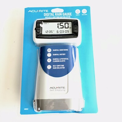 AcuRite Wireless Digital Rain Gauge with Self-Emptying Electronic Rain ...