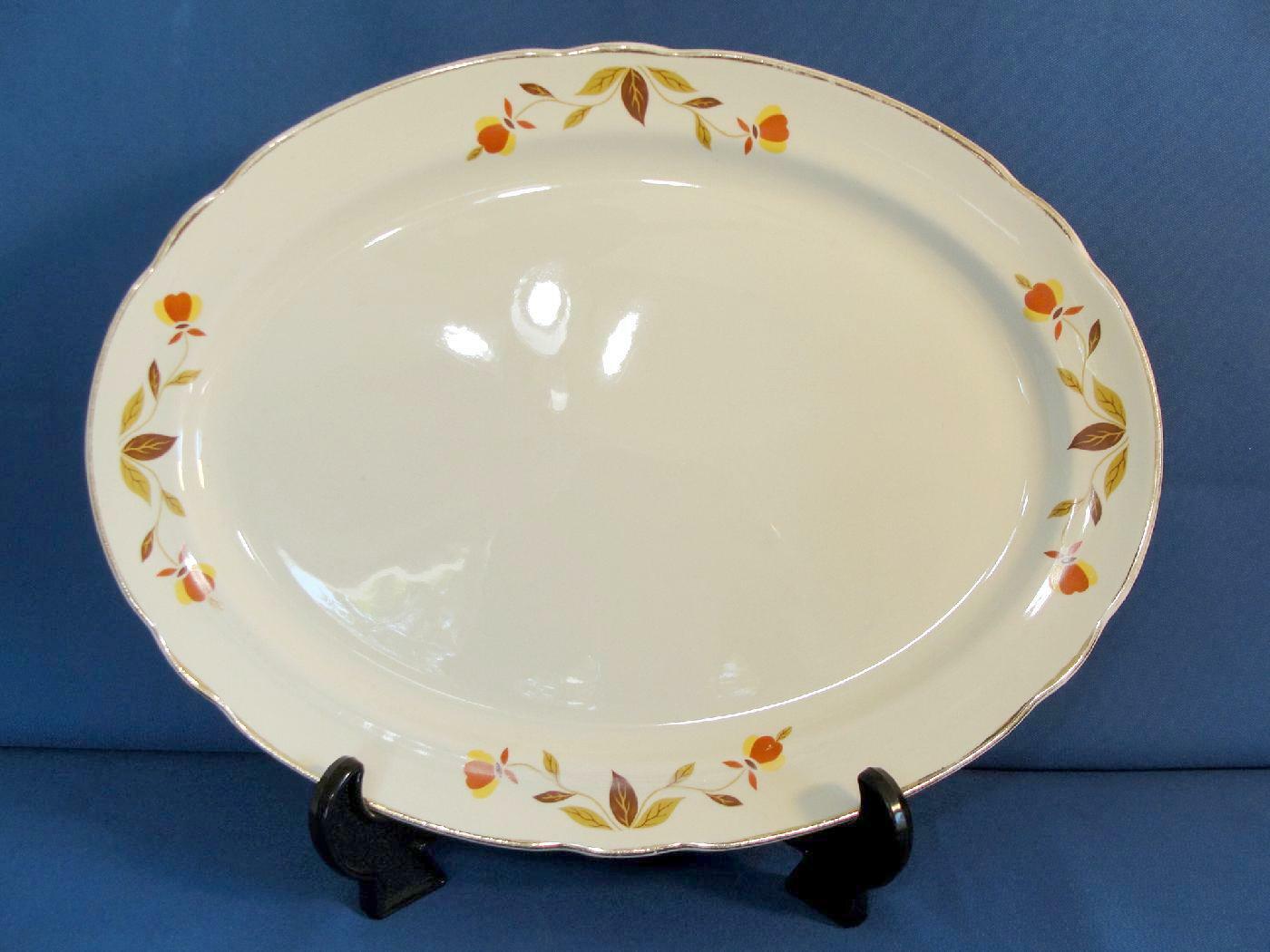 Jewel Tea Autumn Leaf Hall China 13 1/2" Large Oval Serving Platter | eBay