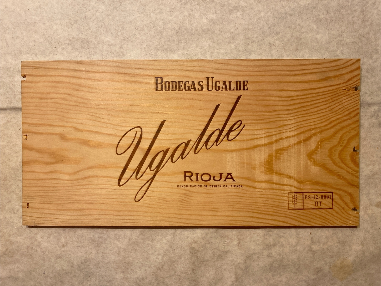 1 Rare Wine Wood Panel Bodega’s Ugalde Rioja Vintage CRATE BOX SIDE 12/ ...