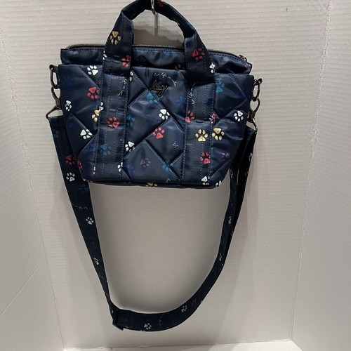 LUG Dory Mini In Paws Navy Blue Quilted Crossbody Bag Adjustable Strap ...