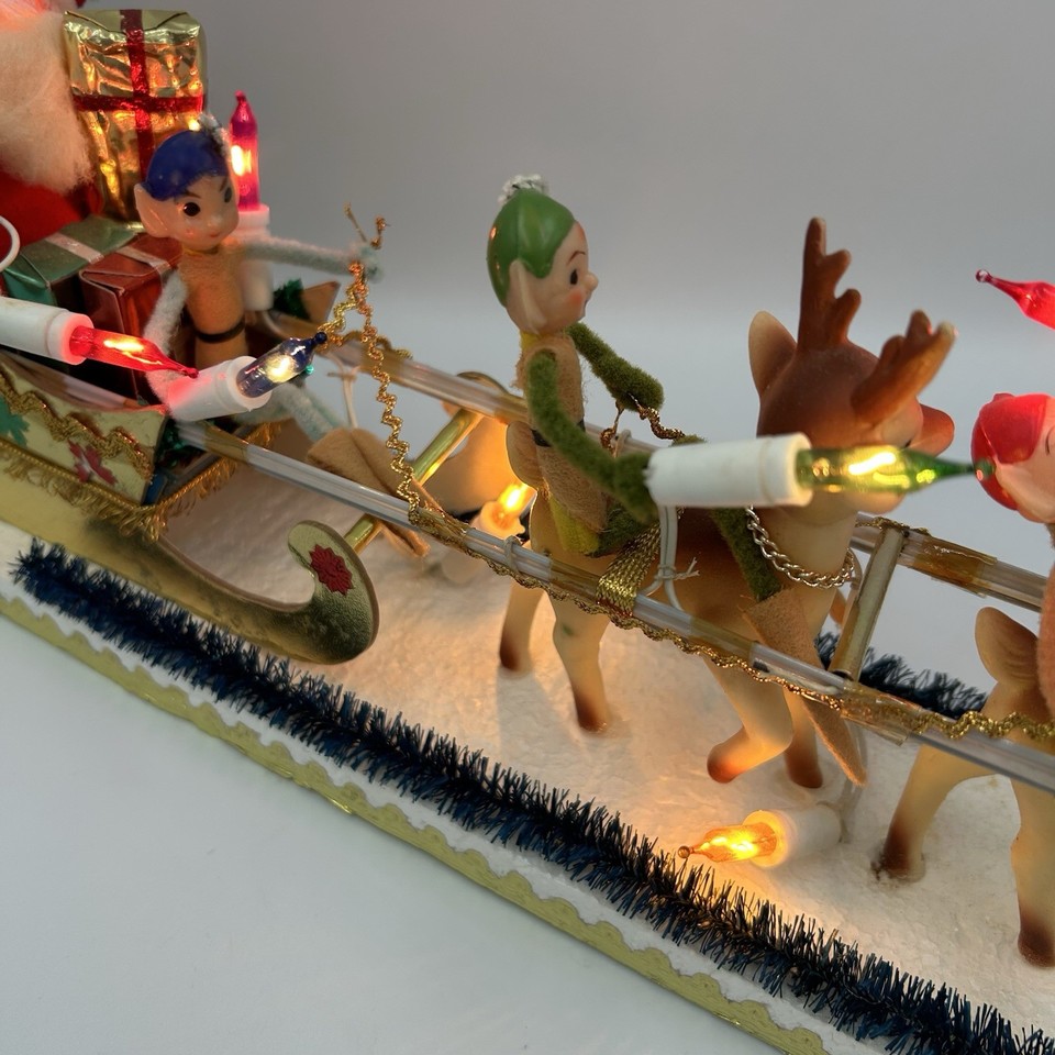 Vintage Twinkle Glow Electric Santa Sleigh Decoration With Original Box ...