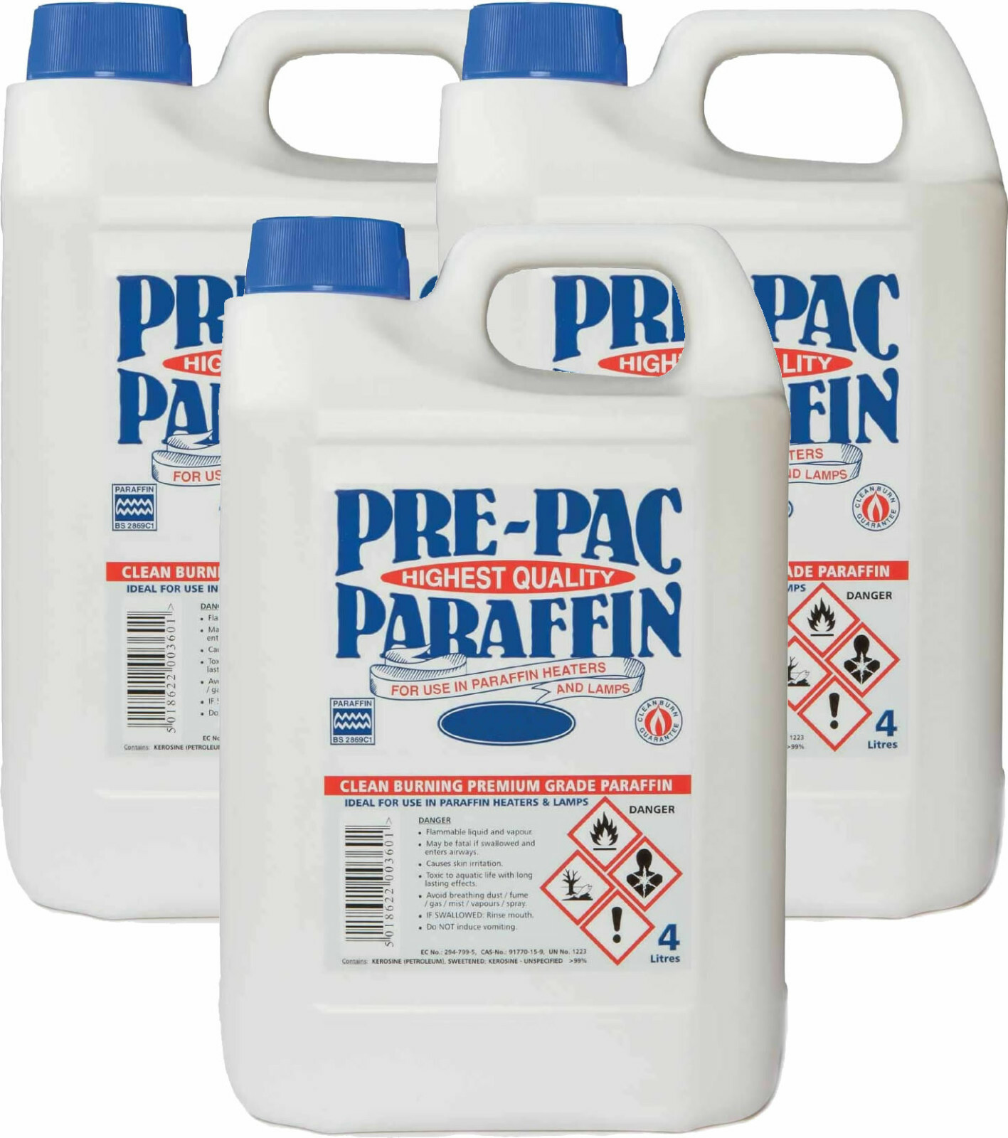 3 X Paraffin Premium Grade 4L Kerosene Oil Lamp Heater Fuel 4 Litre ...