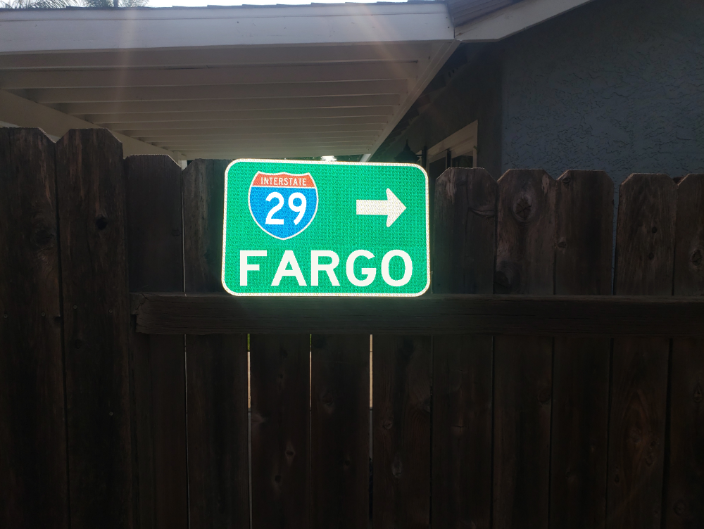 FARGO Interstate 29 route road sign - North Dakota, Minot, Jamestown ...