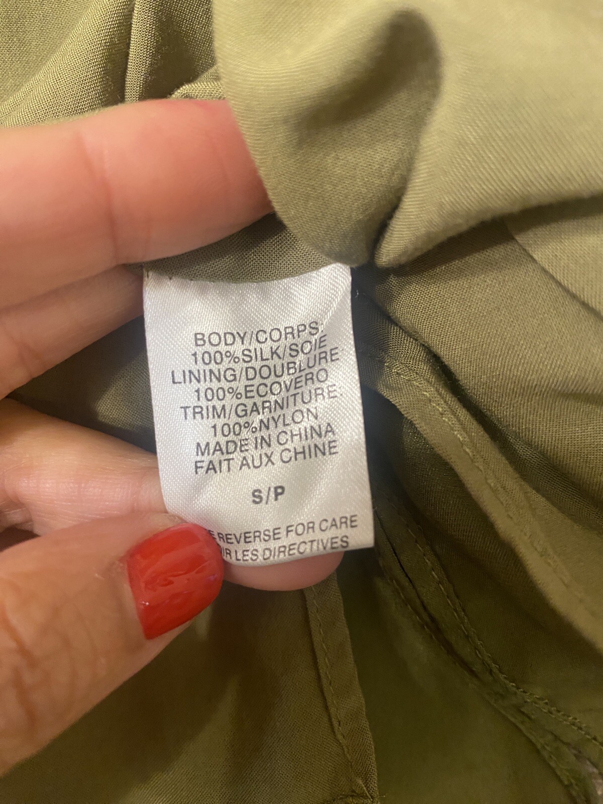 Cabi NYC Clari 100% Silk Charmeuse Cami Camisole Top Oregano Army Green ...