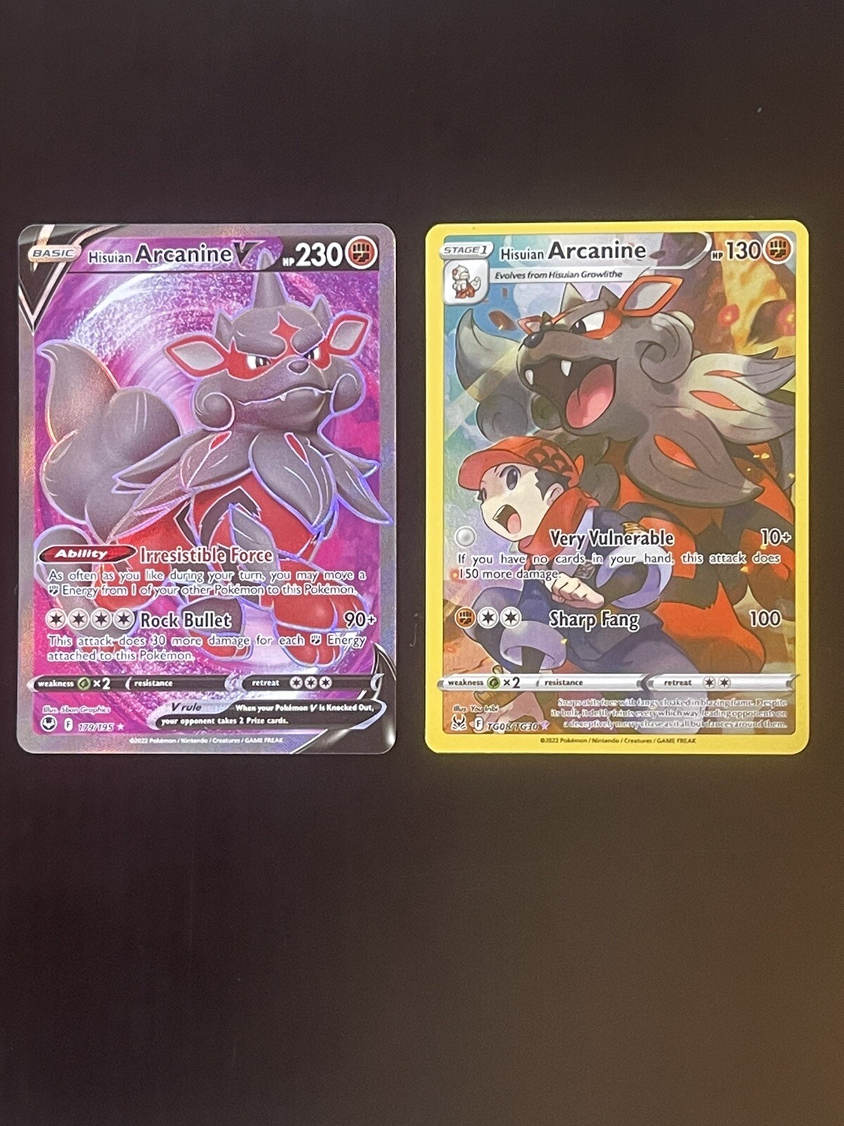 Hisuian Arcanine Full Art TG + Full Art V Pokemon TCG Holo Rare | eBay