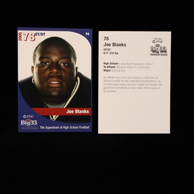 2005 Joe Blanks Big 33 Pennsylvania "BLUE" High School Football #PA78 ...
