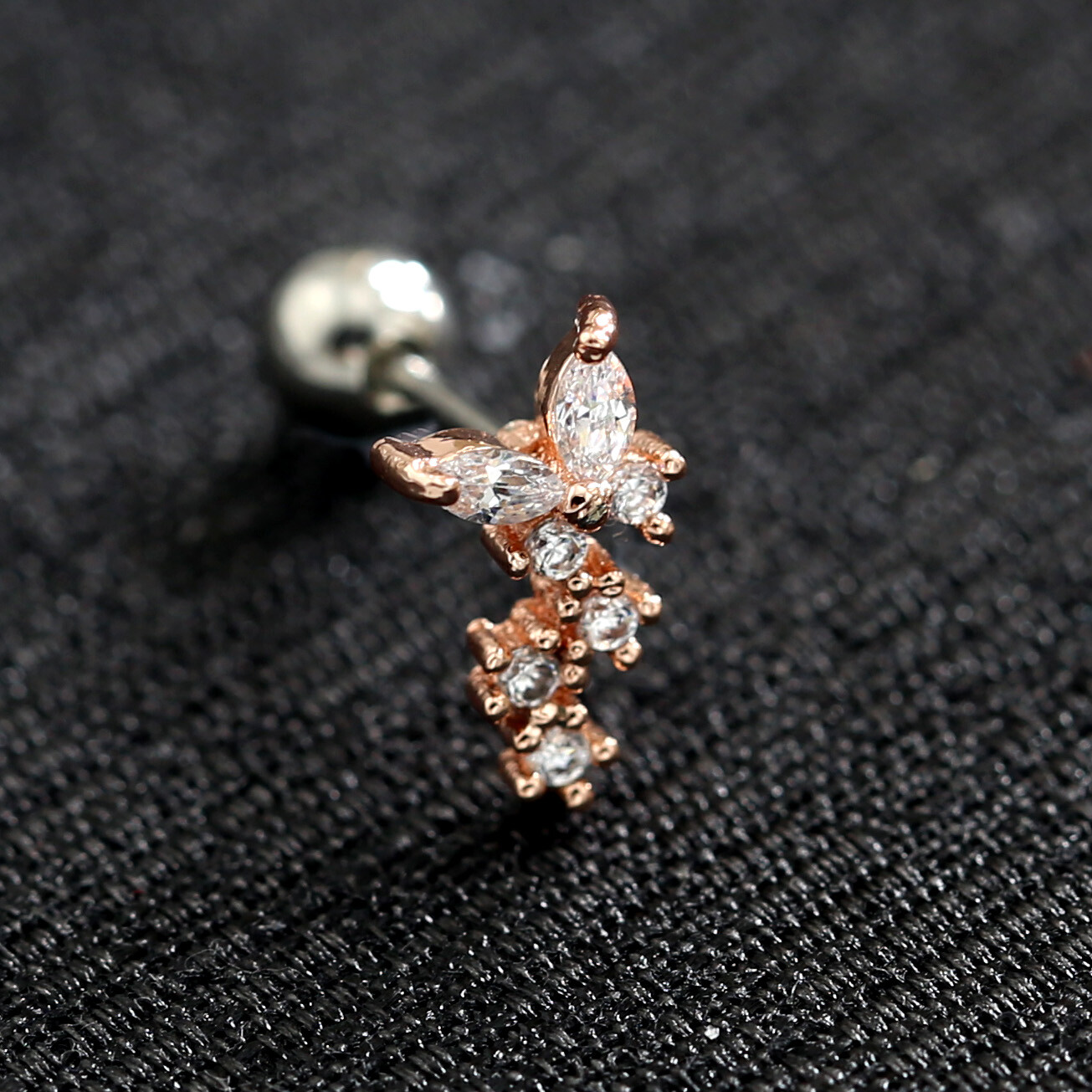 Butterfly Ear Climber Ear Cartilage Helix Tragus Stud Ring Bar Piercing ...