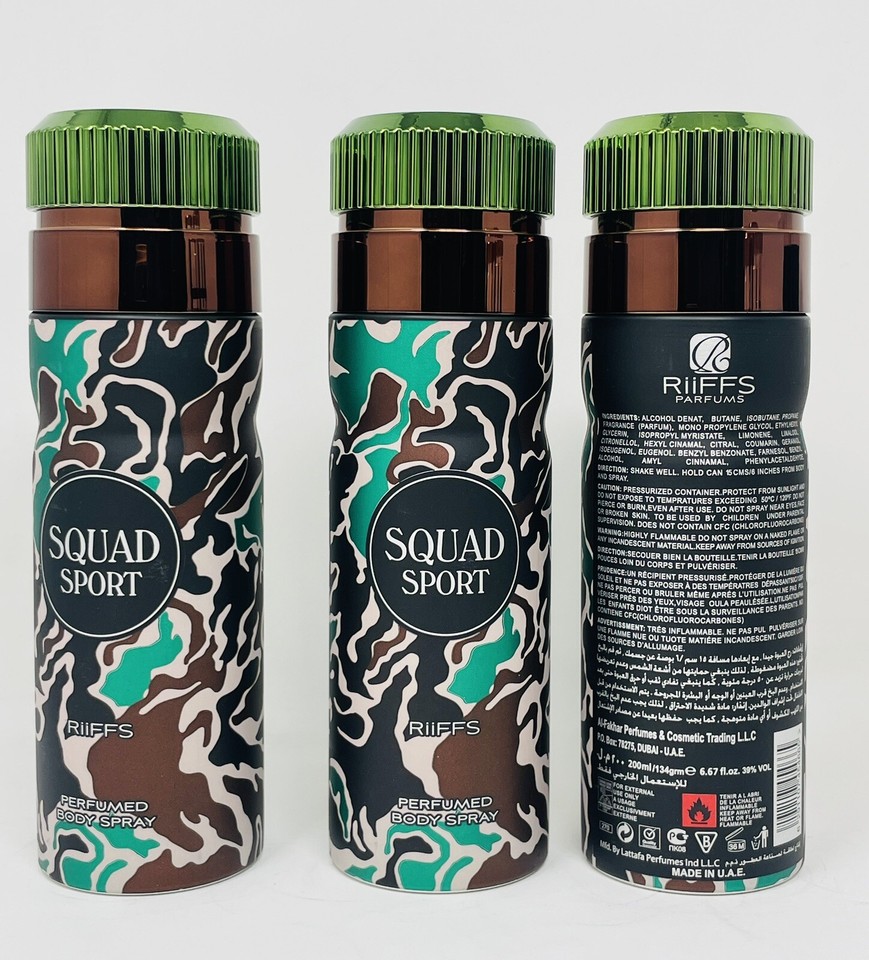 RIFFS SQUAD SPORT Perfumed Body spray { 3 BOTTLES } 200 ml each | eBay