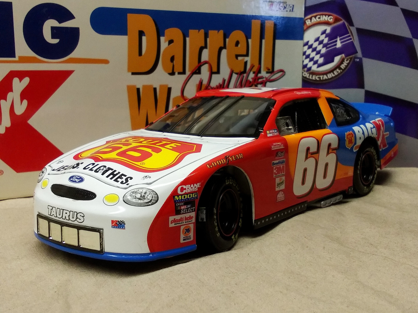 Vintage NASCAR #66 Darrell Waltrip Route 66 Big K-Mart 1999 Ford Taurus ...