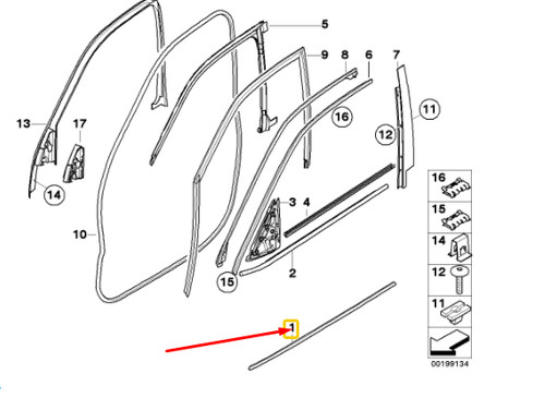 NEW OEM BMW X5 E70 FRONT RIGHT DOOR MOLDING 7158534 51137158534 GENUINE ...