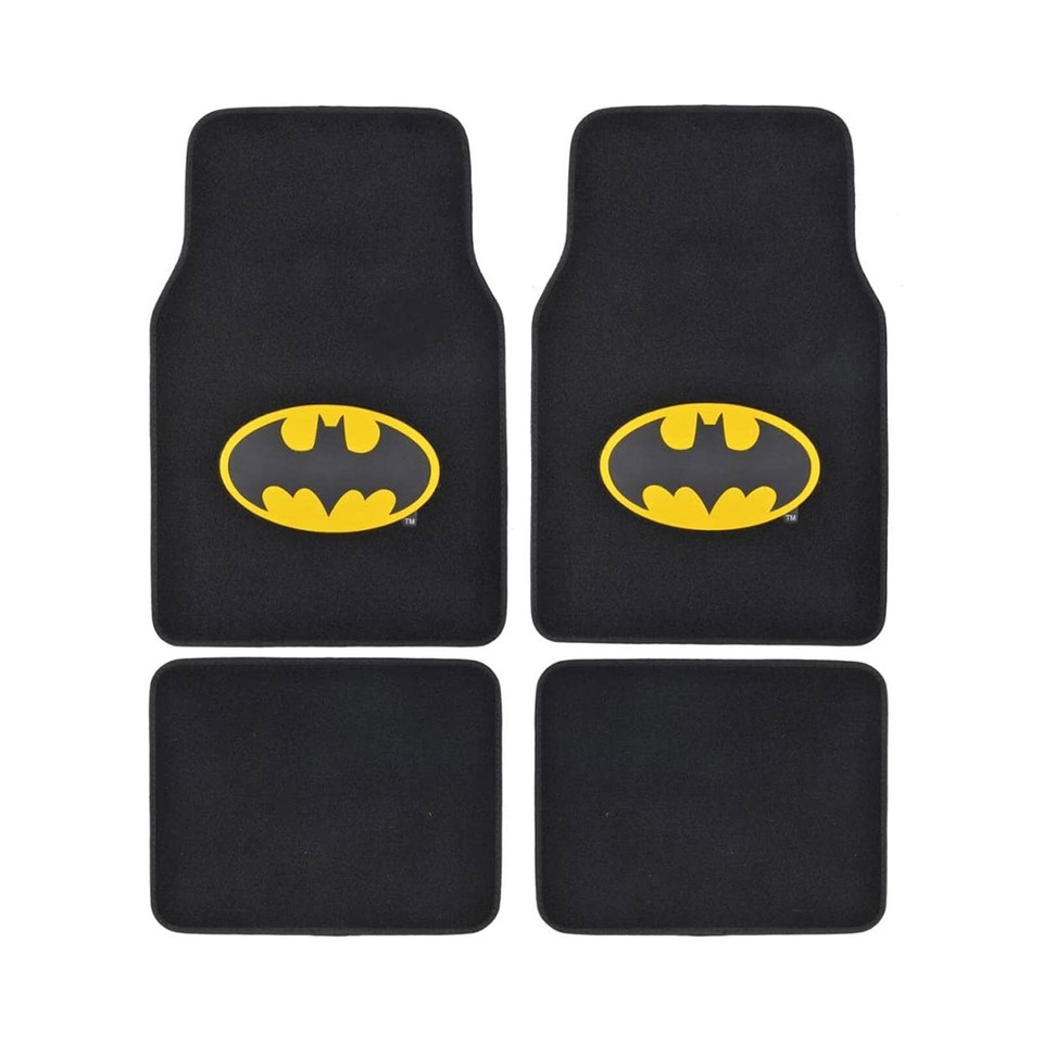 Batman Classic Logo 4pc Carpet Floor Mats & Auto Folding Sun Shade for ...