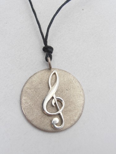 Violin Key: 925 Silver Pendant - Music - Treble Clef | eBay