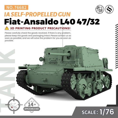 SSMODEL SS76682 1/76 20mm WarGaming IA Fiat-Ansaldo L40 47/32 Self ...