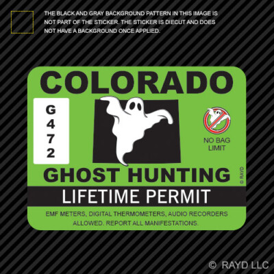 Colorado Ghost Hunting Permit Sticker Self Adhesive Decal Paranormal ...