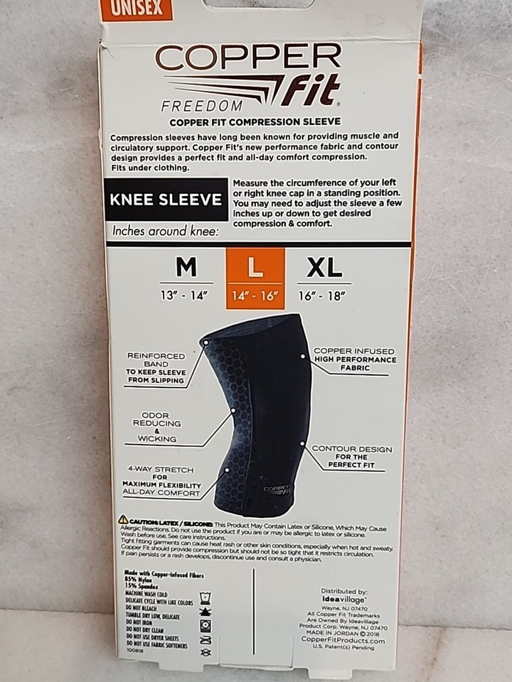 Copper Fit Freedom Cooper Infused Compression Knee Sleeve SIZE L | eBay