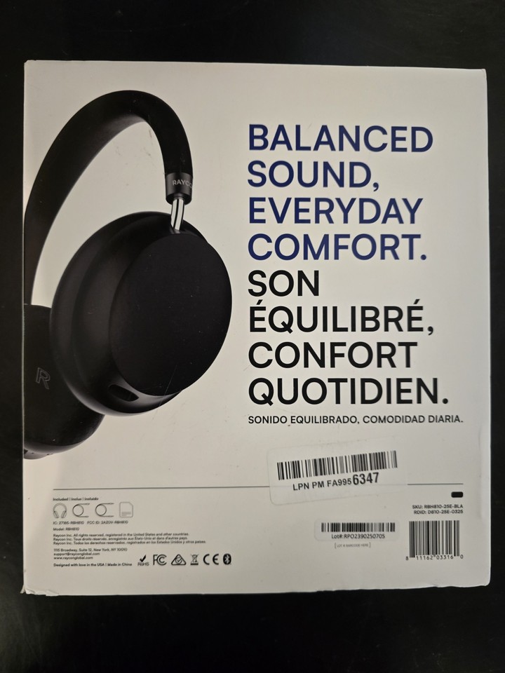 Raycon RBH810 Wireless Noise-Cancelling Over-the-Ear Headphones Black ...