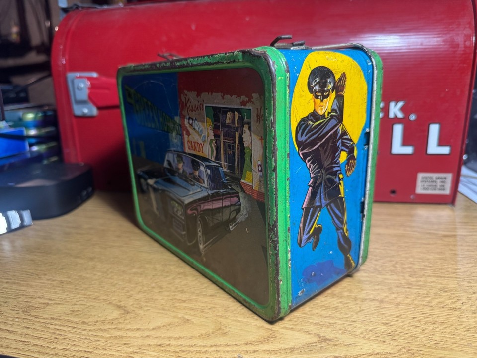 1960s RARE VINTAGE LUNCH BOX - THE GREEN HORNET LUNCH BOX METAL THERMOS ...