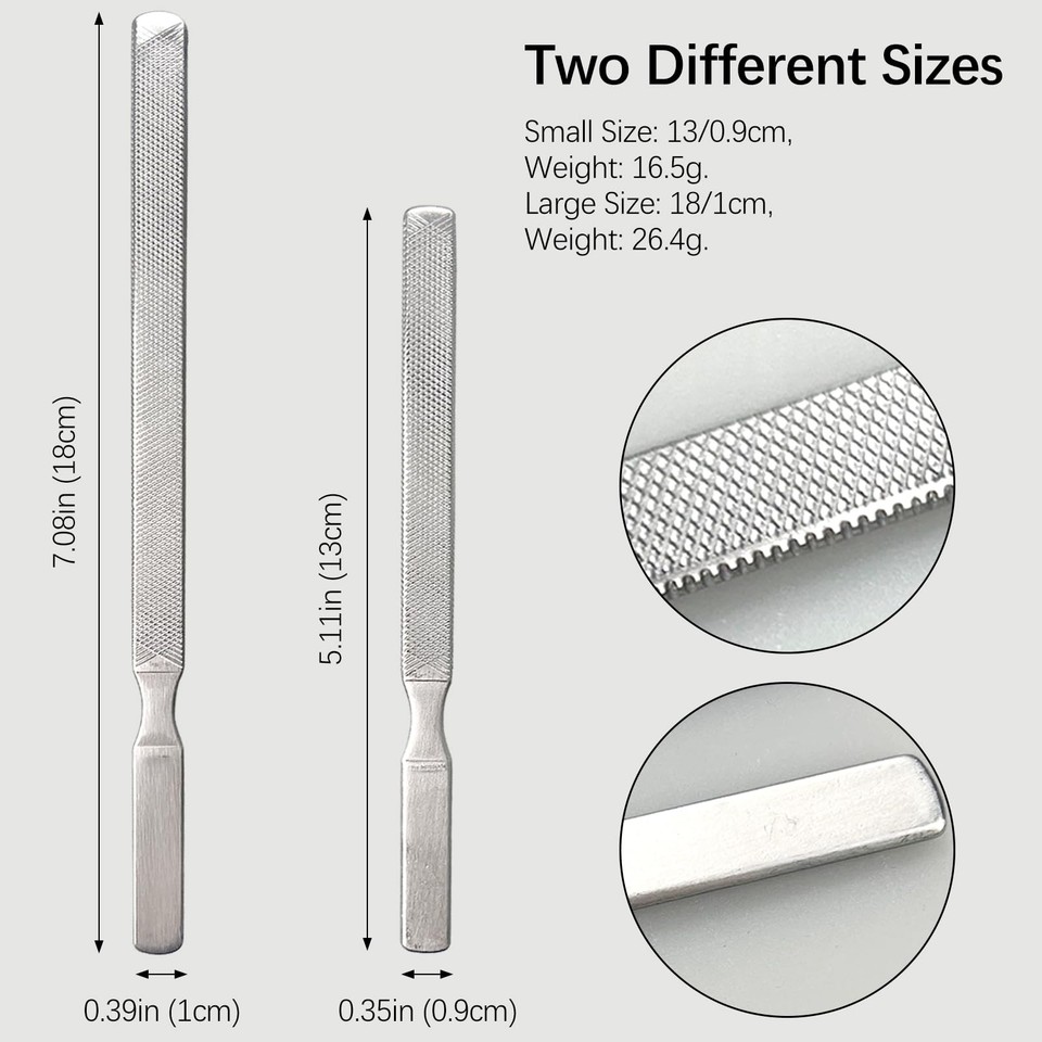 2-Pack Stainless Steel Toe Nail Files, 4-Sided Design for Thick Nails ...