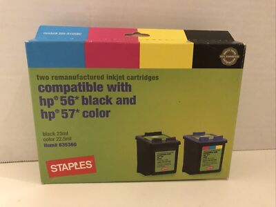 Staples HP 56 & 57 Inkjet Compatible Cartridges Combo Black & Color. | eBay