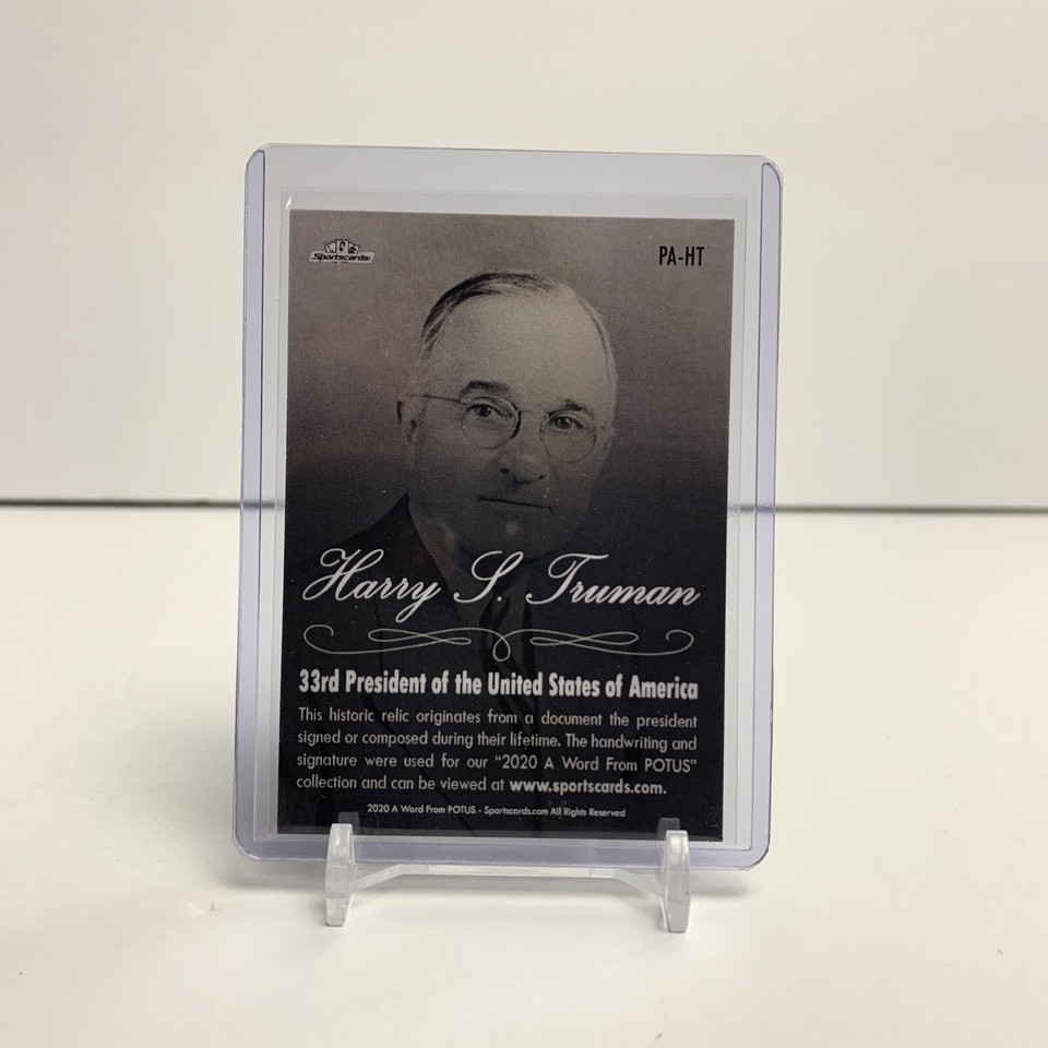 2020 A Word From POTUS - Presidential Archive Relic #PA-HT Harry Truman ...