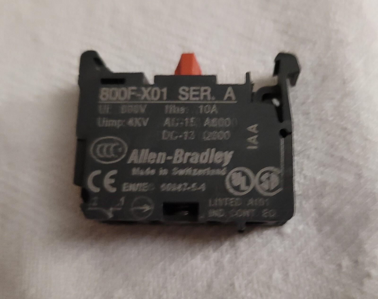 Allen Bradley 800F-X01 SER A Normally Closed Contact Block 22.5MM 10A ...