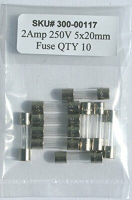 New 2A 250V / 5x20mm fuse / 2 AMP 250 volts / Fast Blow / Lot of 10 ...