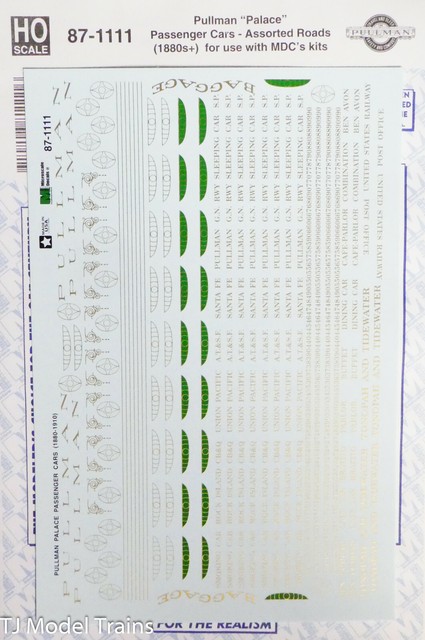 Microscale HO Decals Pullman Palace Passenger Cars 87-1111 for sale ...