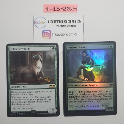 Feline Sovereign 180 Rare Core Set 2021 M21 MTG + Horizon Seeker Foil ...